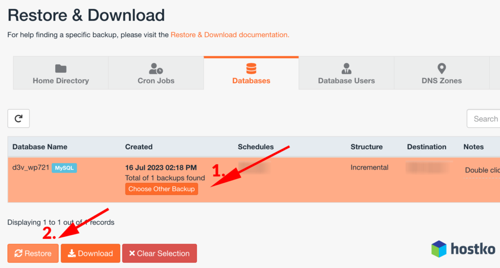 How to restore a Database with JetBackup5 in cPanel • Hostko Support Center